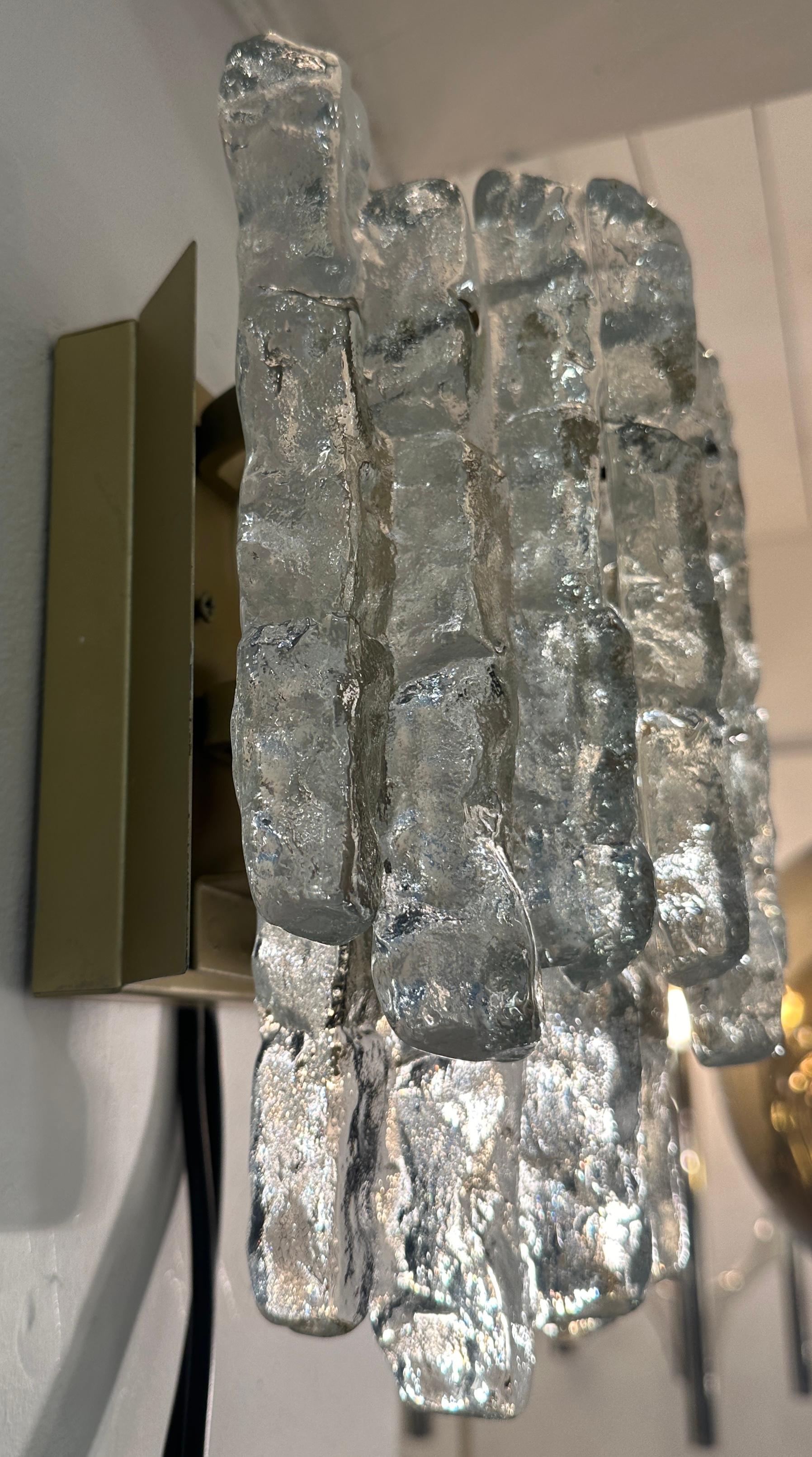 Pair of 1960s Austrian Two-Tier Kalmar Franken Iced Textured Glass Wall ...