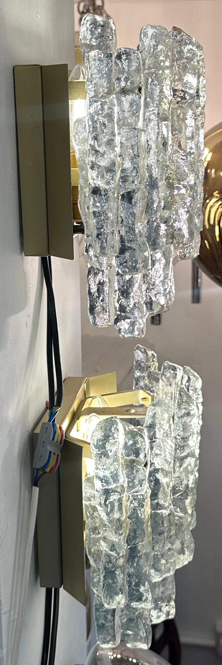 Pair of 1960s Austrian Two-Tier Kalmar Franken Iced Textured Glass Wall ...