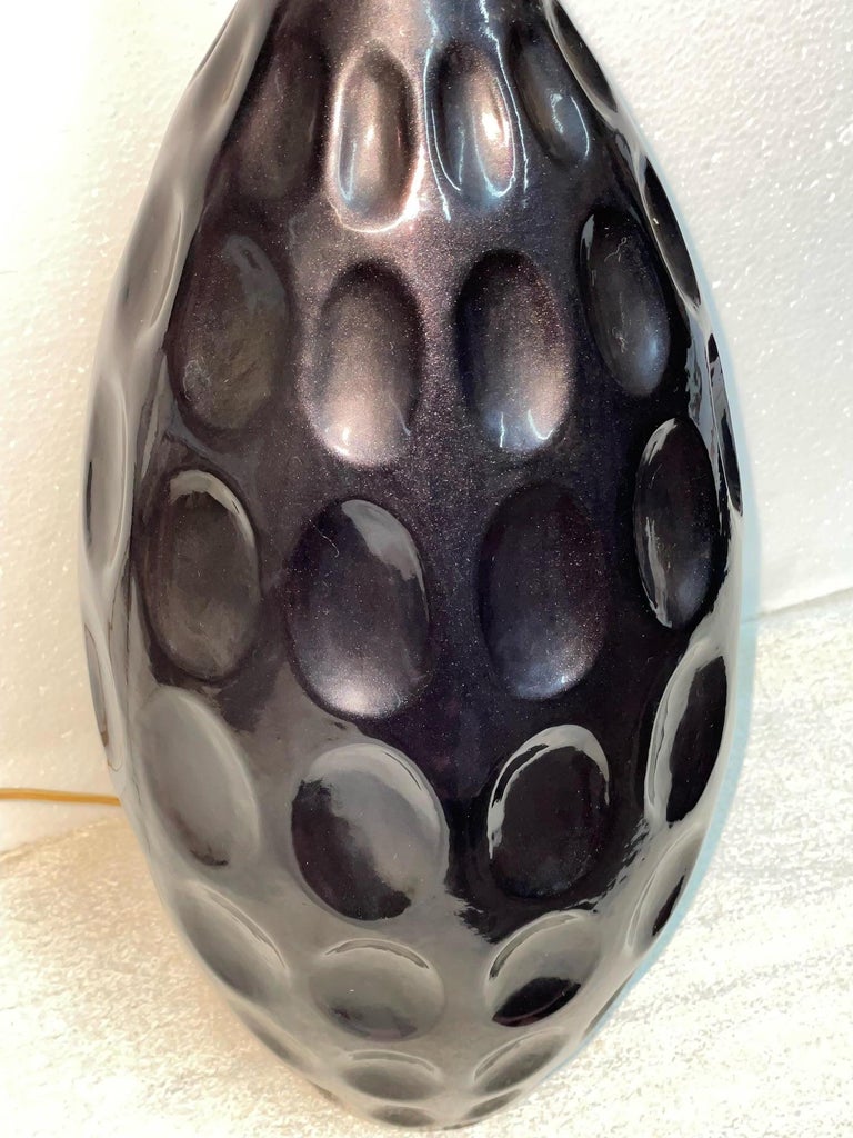 Pair of 1960's ceramic "dimpled" vases with lamp application For Sale ...