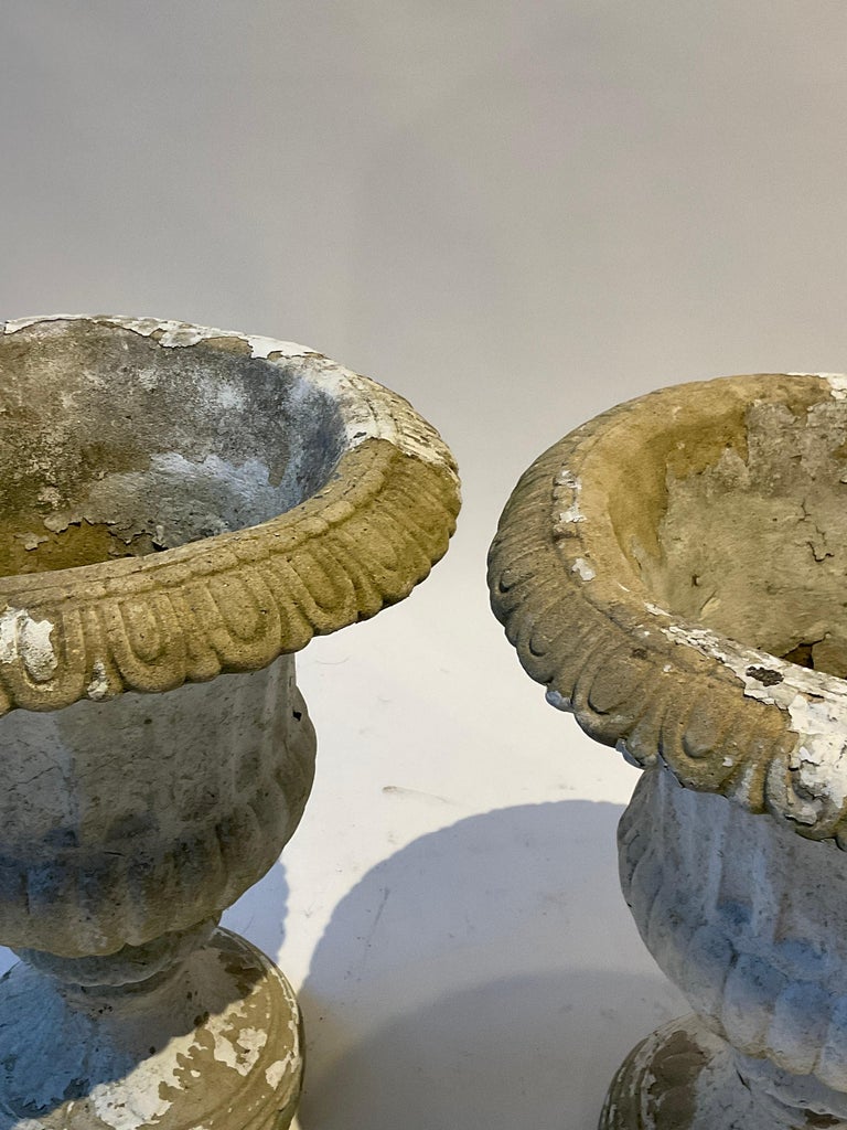 Pair of 1960s Concrete Urn Planters For Sale at 1stDibs