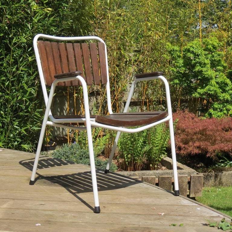 Pair of 1960s Danish Daneline Stackable Teak Garden Chairs at 1stDibs