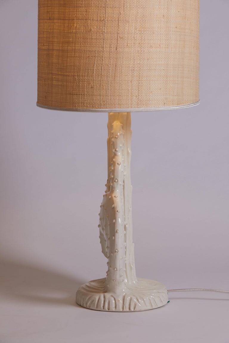 Pair of 1960s French White Ceramic Cactus Table Lamps at 1stDibs