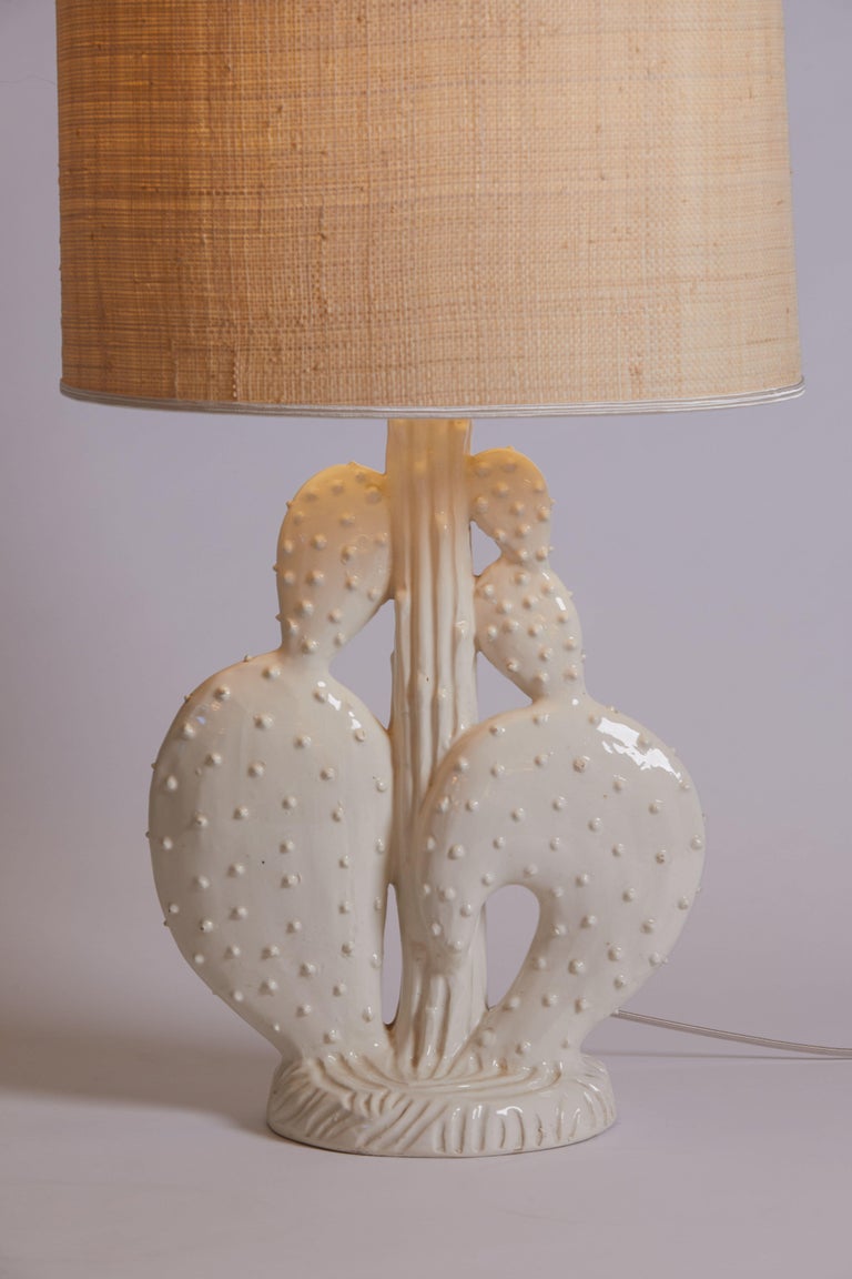 Pair of 1960s French White Ceramic Cactus Table Lamps at 1stDibs