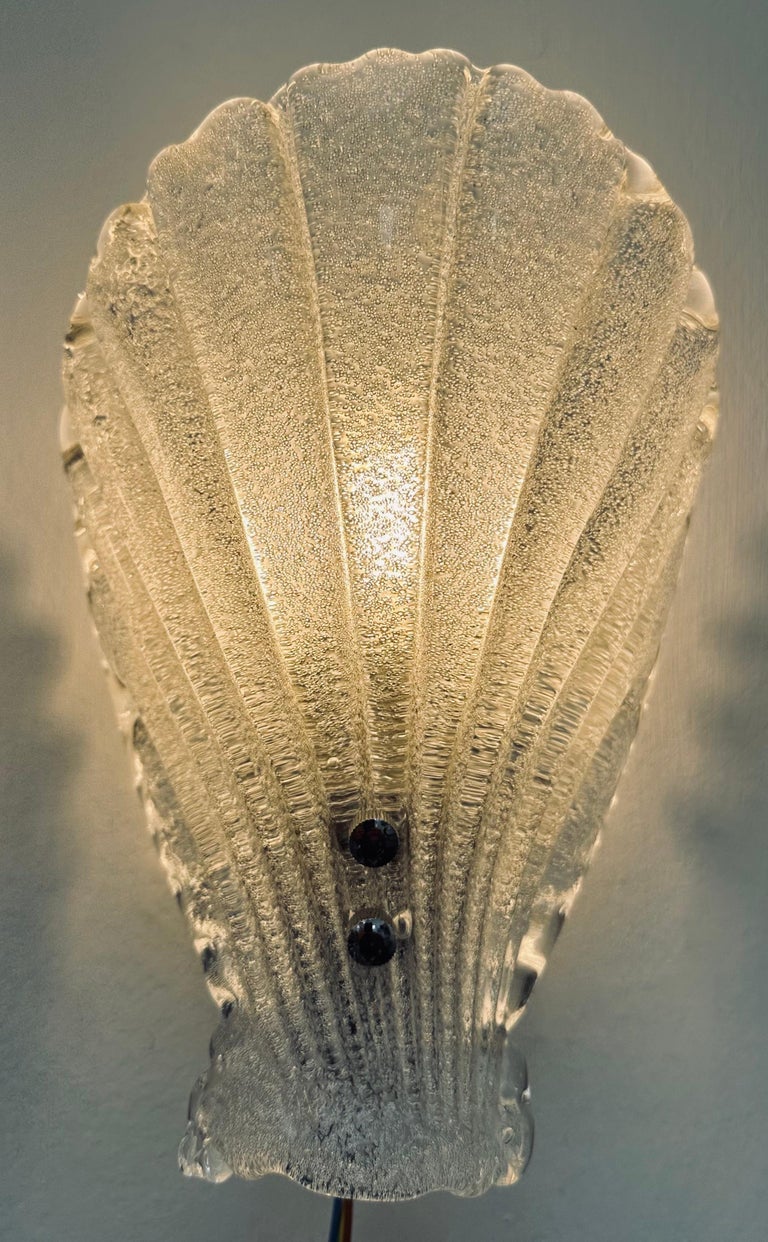 Pair of 1960s German Sölken Leuchten Seashell Murano Glass Wall Sconces ...