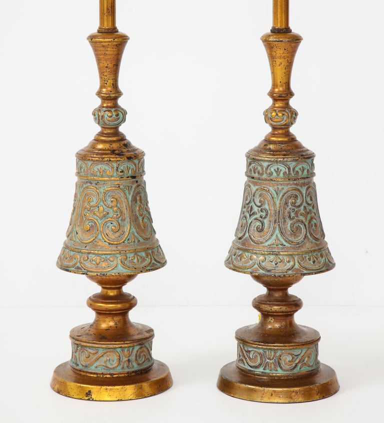 Pair of 1960s Italian Hollywood Regency Style Lamps For Sale at 1stDibs
