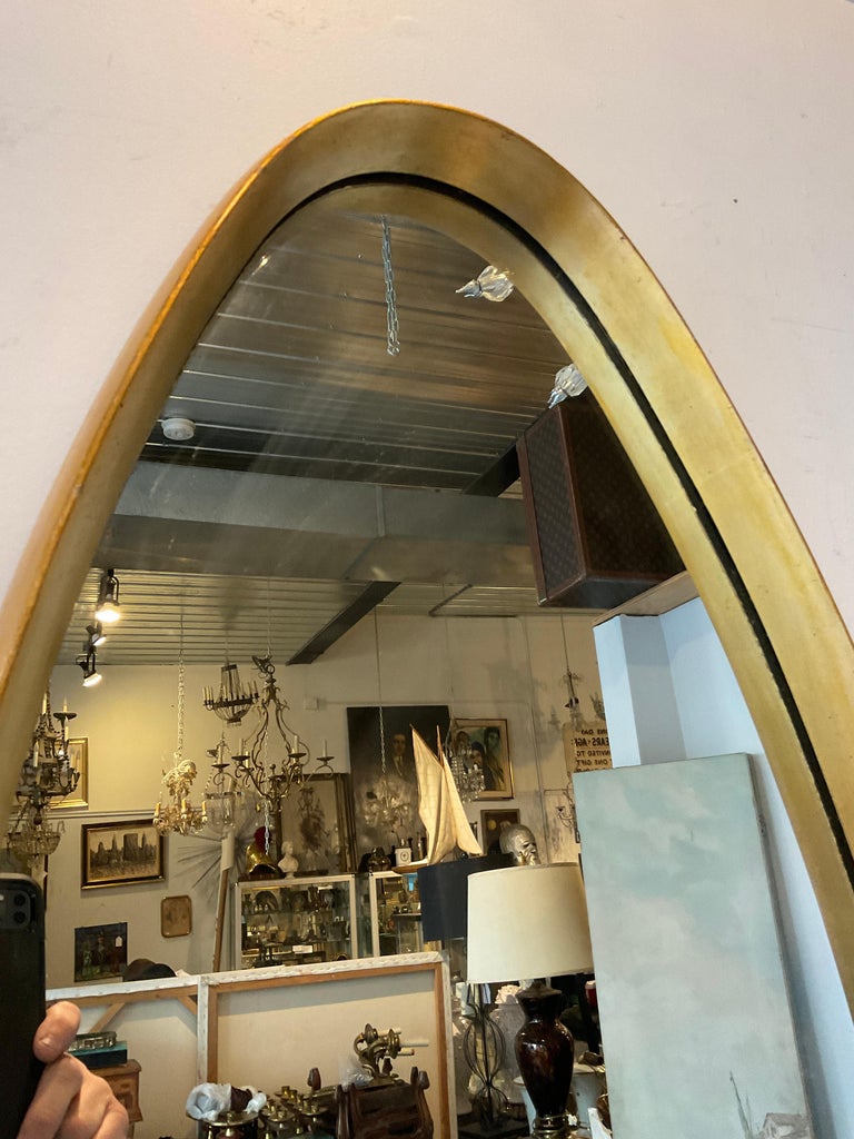 Pair of 1960s Italian Oval Deep Framed Gilt Wood Mirrors For Sale at ...