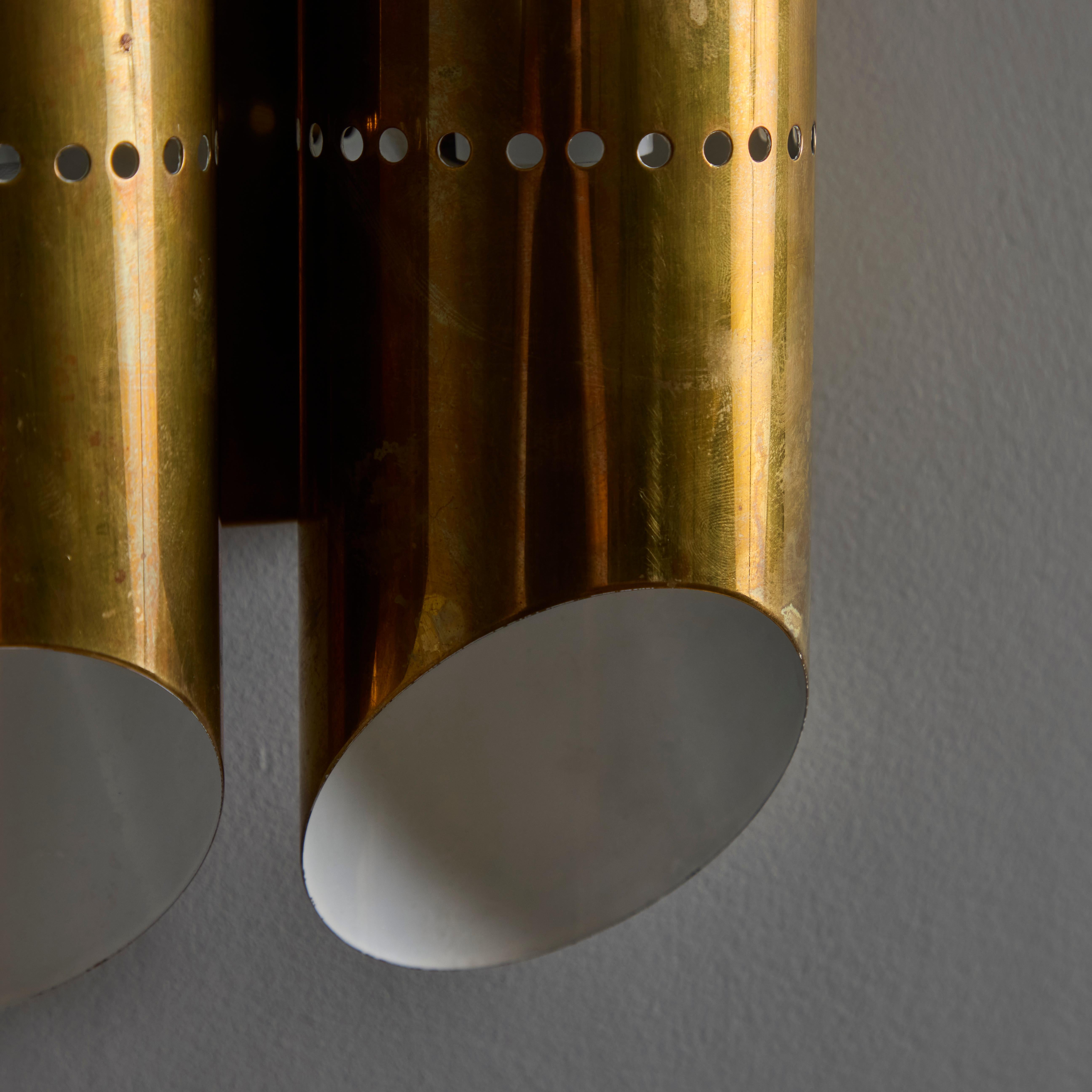Pair of 1960s Perforated Brass Double Cylindrical Sconces by Stilux ...