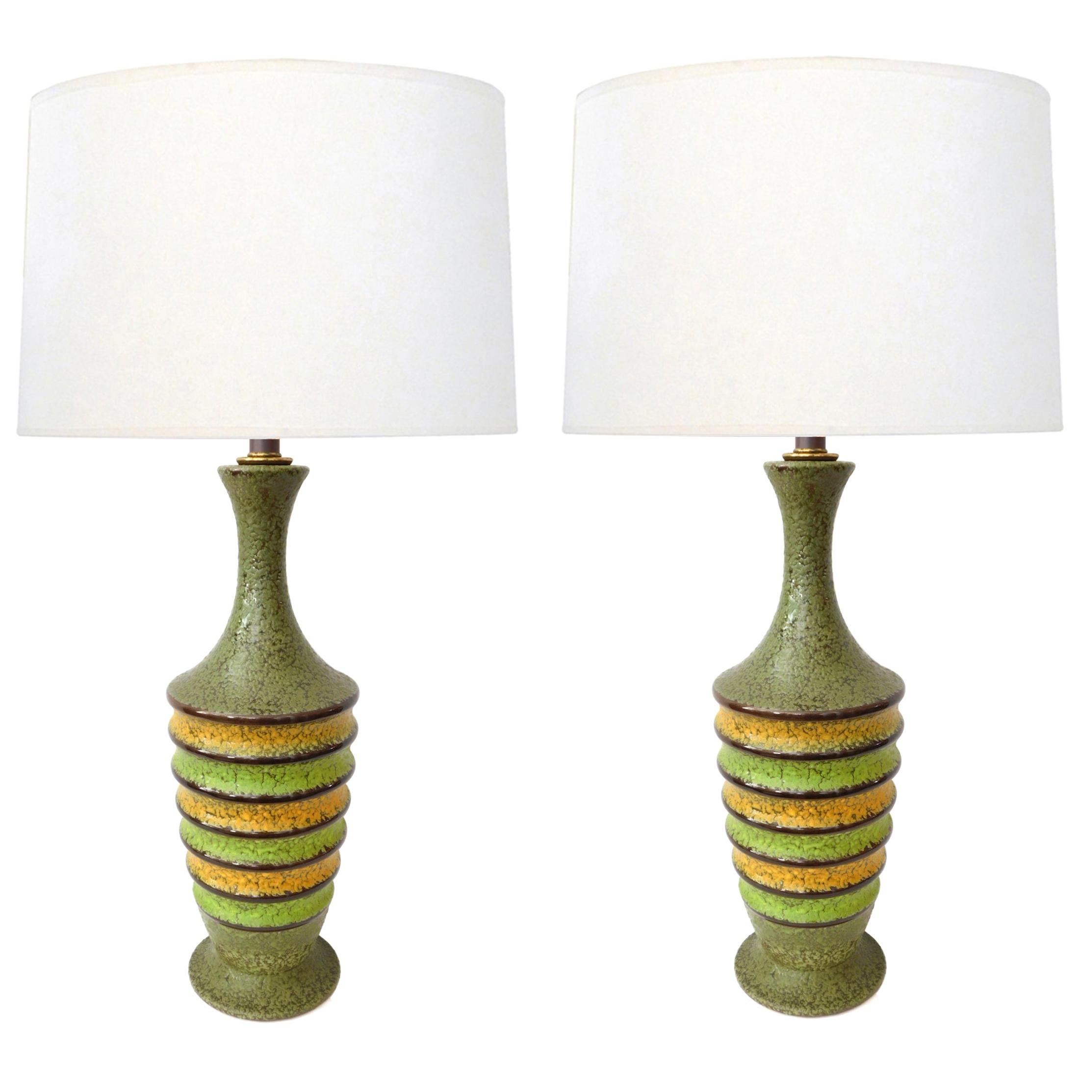 Large American 1960s Apple-Green Glazed Ceramic Ovoid-Form Lamp For ...