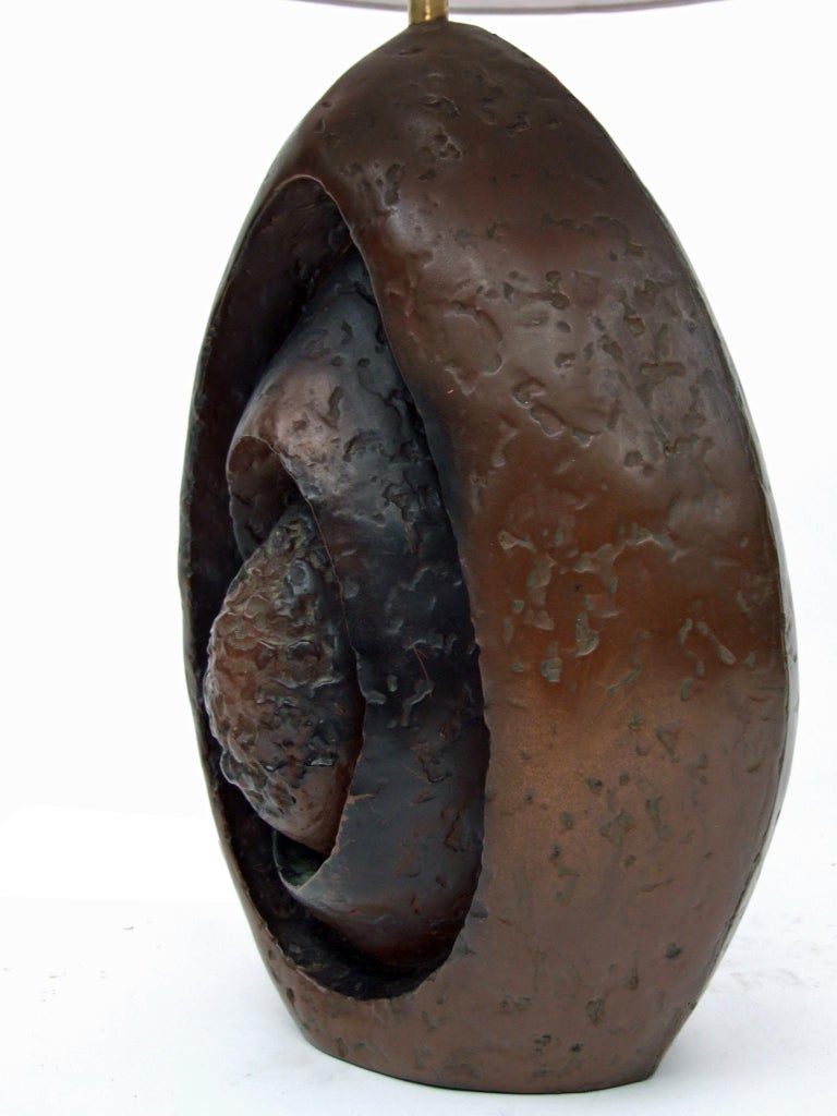 Pair of 1960s Sculptural Bronzed Resin Phandeve Table Lamps For Sale at ...
