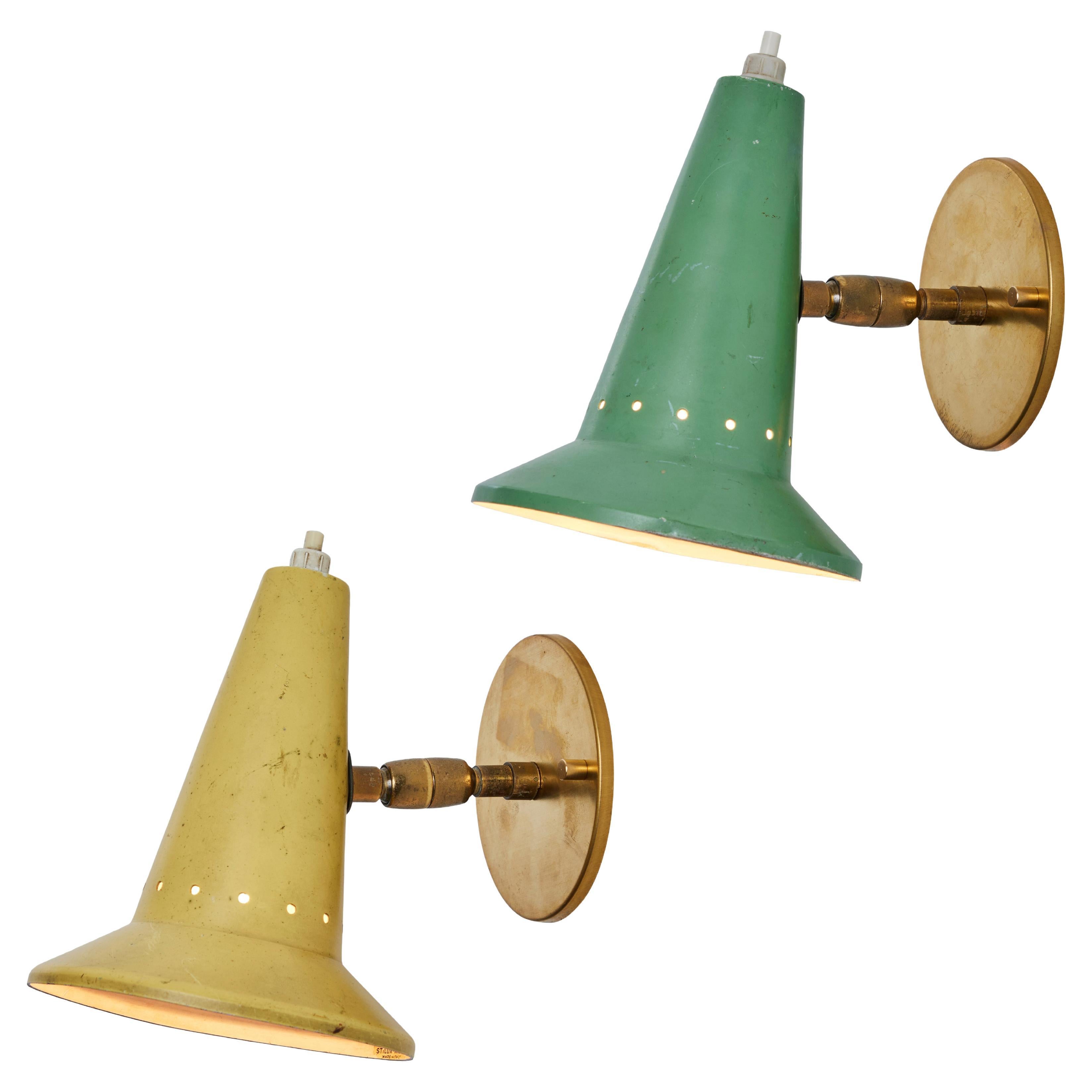 Pair of 1960s Italian Perforated Double-Cone Sconces in the Manner of ...