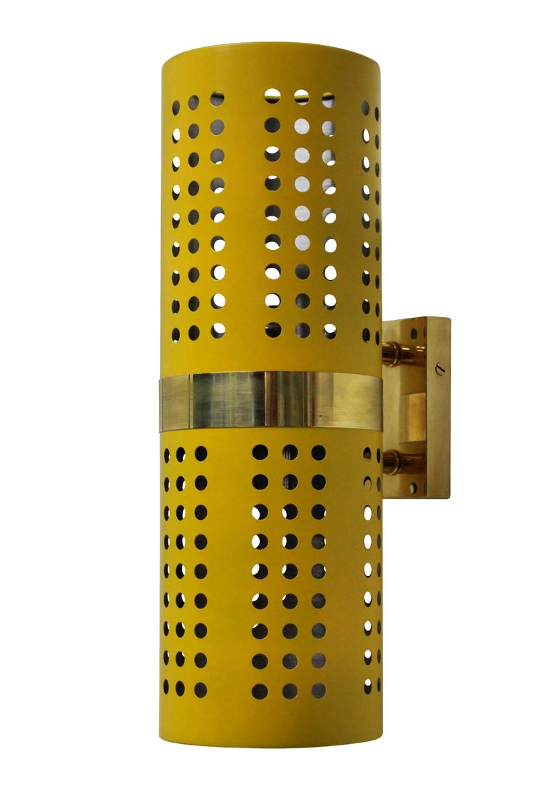 Pair of 1960s Style Wall Lights in Canary Yellow For Sale at 1stDibs