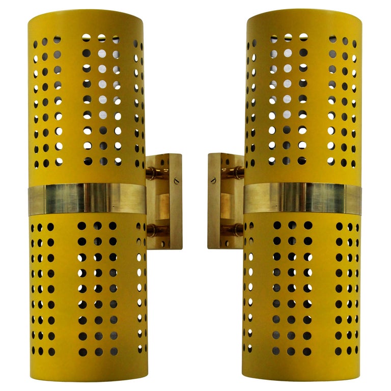 Pair of 1960s Style Wall Lights in Canary Yellow For Sale at 1stDibs