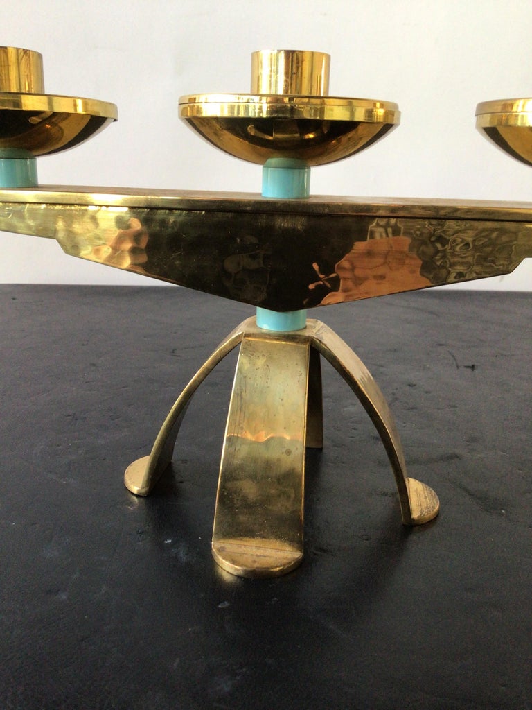 Pair of 1960s Swiss Hand Hammered Brass Candlestick’s For Sale at 1stDibs