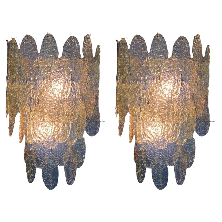 Pair of 1960s Vistosi Torcello Glass Disk Sconces by Gino Vistosi For ...