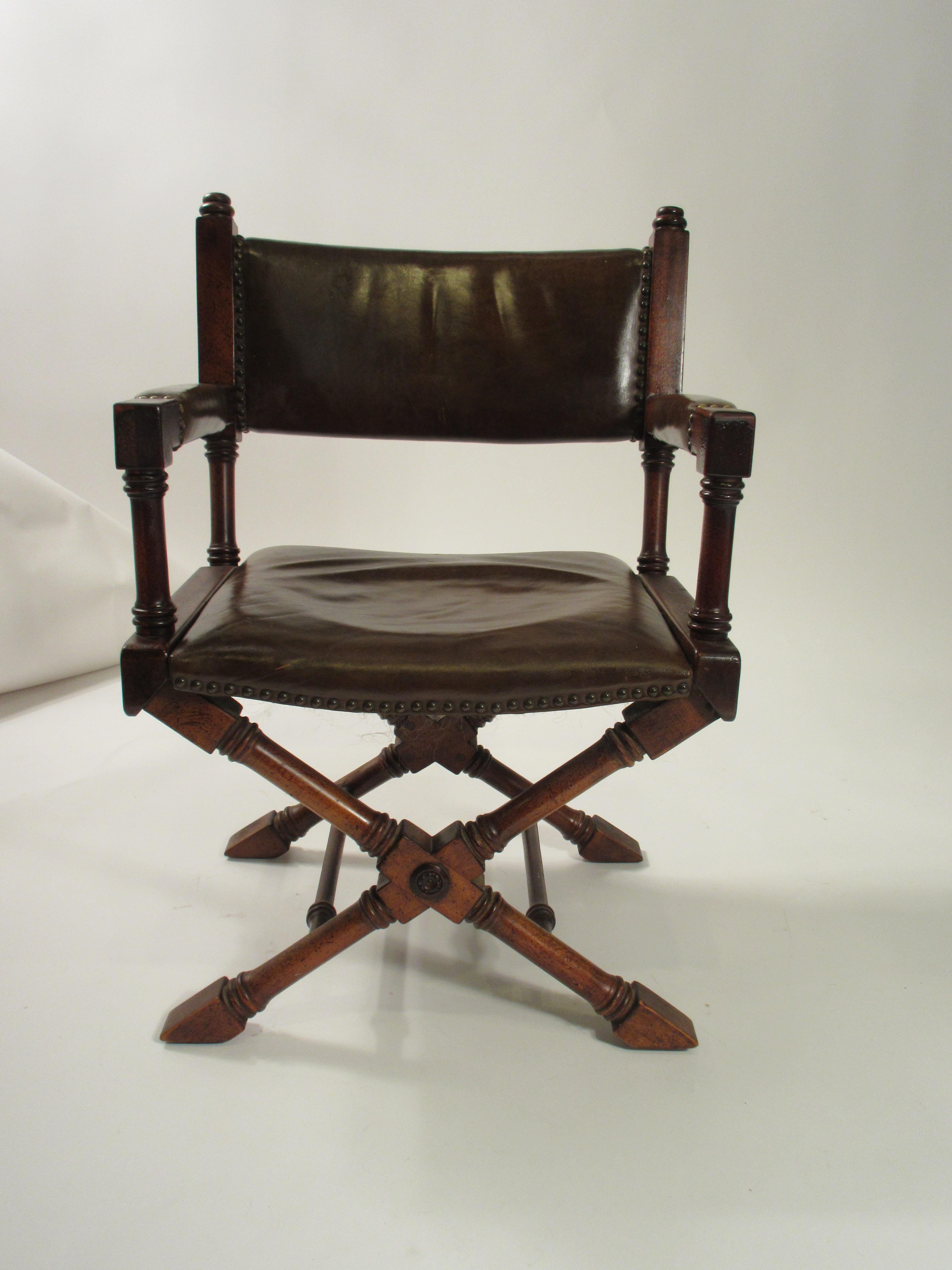 Pair of 1960s Wood Campaign Chairs at 1stDibs