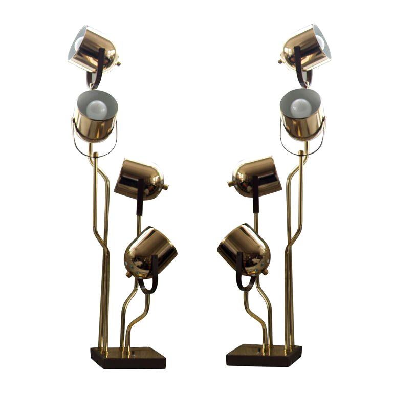 pair of 1970's brass Clover table lamps after Rigianni For Sale at ...