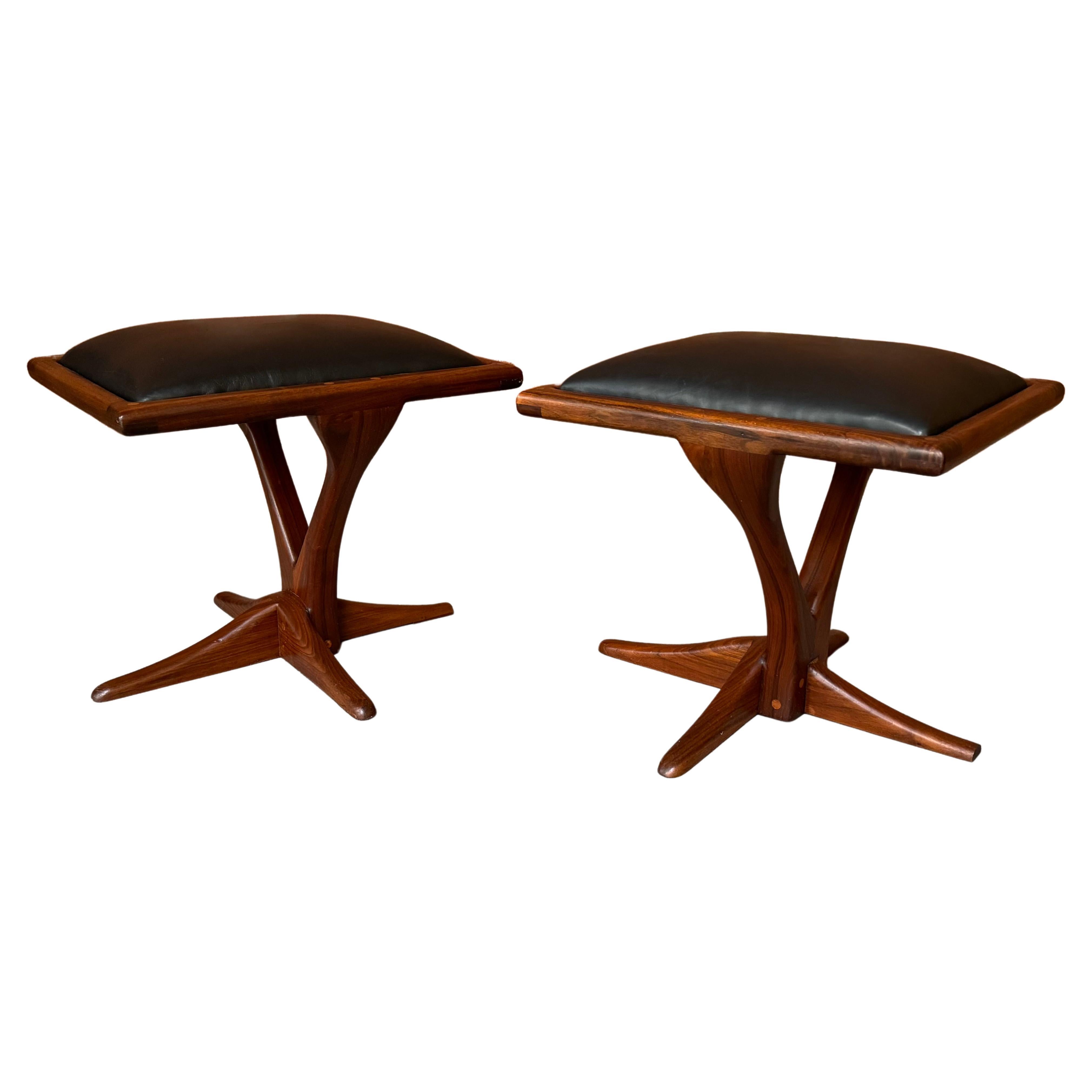 Pair of 1970s California Studio Craft Made Walnut Stools Organic Modern ...