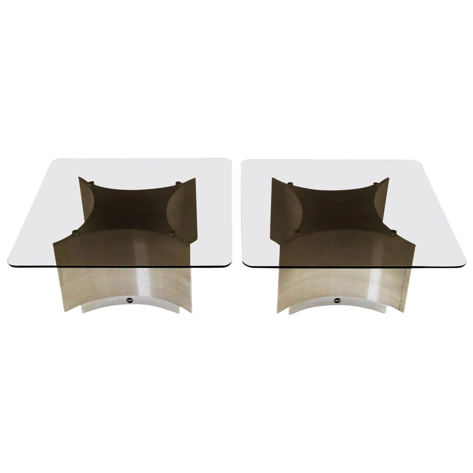 Chic Tinted Glass and Chrome Coffee Table by George Ciancimino at 1stDibs