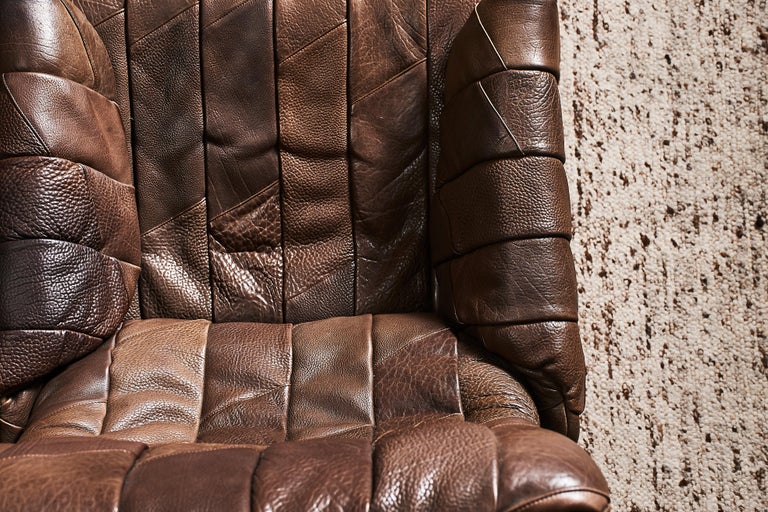 Pair of 1970s De Sede Patchwork Buffalo Leather Reclining Lounge Chairs ...