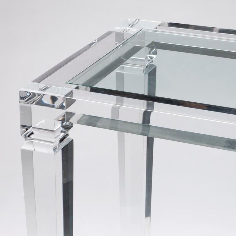 Pair of 1970s Italian Design Clear Perspex Console Tables Glass Top ...