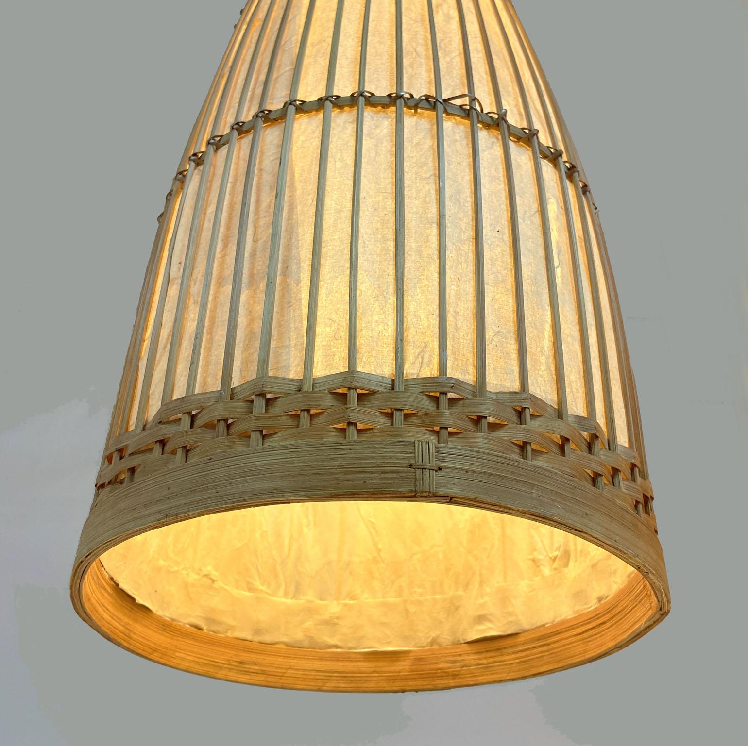 Pair of 1970's Japanese Lanterns in Rice Paper and Bamboo Cane For Sale ...