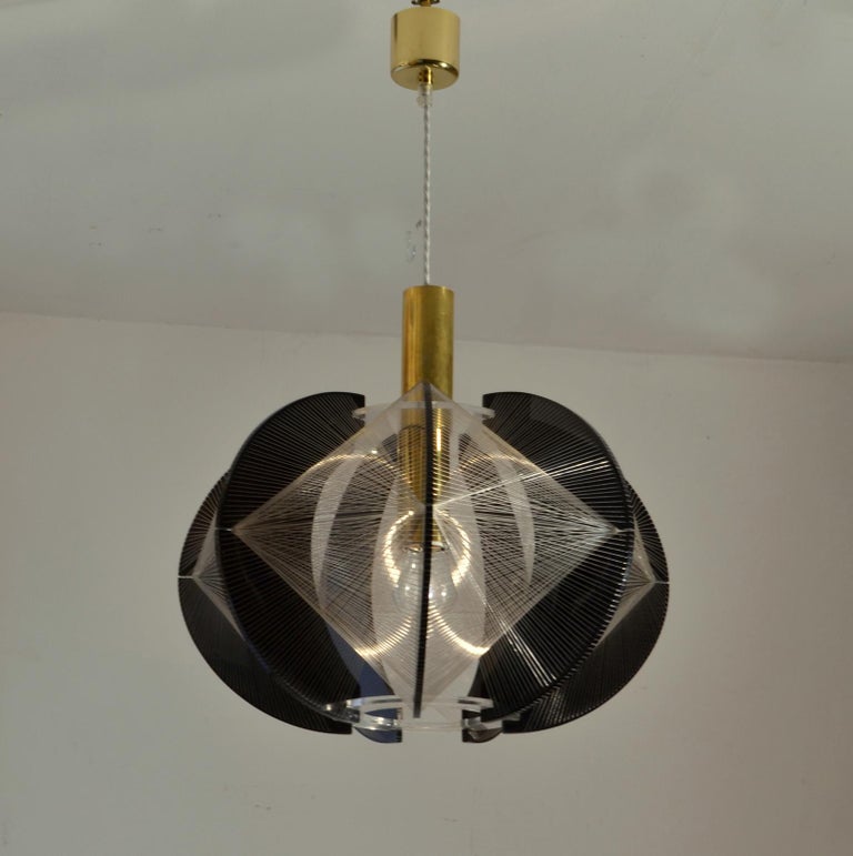 Pair of 1970s Lucite, Wire and Brass Pendant Lamp by Paul Secon for ...