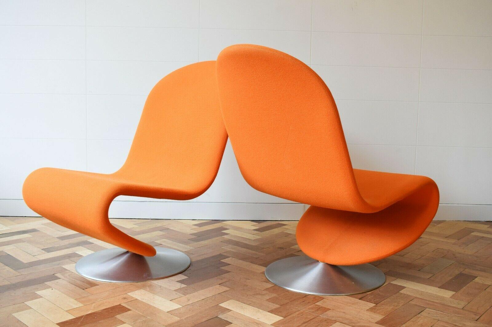 Pair of 1970s Orange Verner Panton Chairs at 1stDibs | verner panton orange