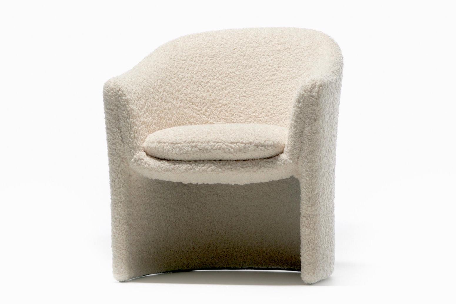 Pair of 1970s Sculptural Dunbar Chairs in Ivory Bouclé at 1stDibs