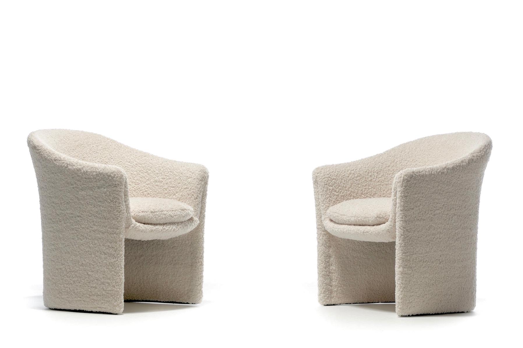 Pair of 1970s Sculptural Dunbar Chairs in Ivory Bouclé at 1stDibs