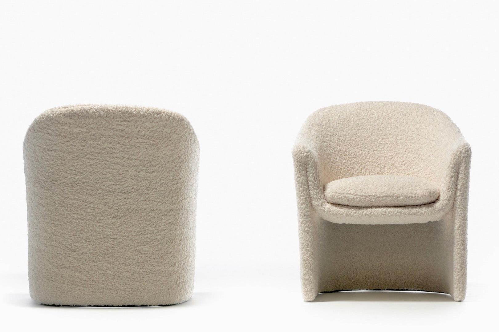 Pair of 1970s Sculptural Dunbar Chairs in Ivory Bouclé at 1stDibs
