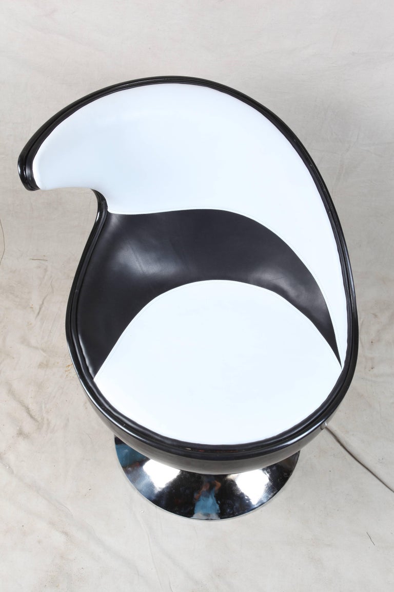 Pair of 1970s Space Age Atomic Swivel Leather Chairs at 1stDibs