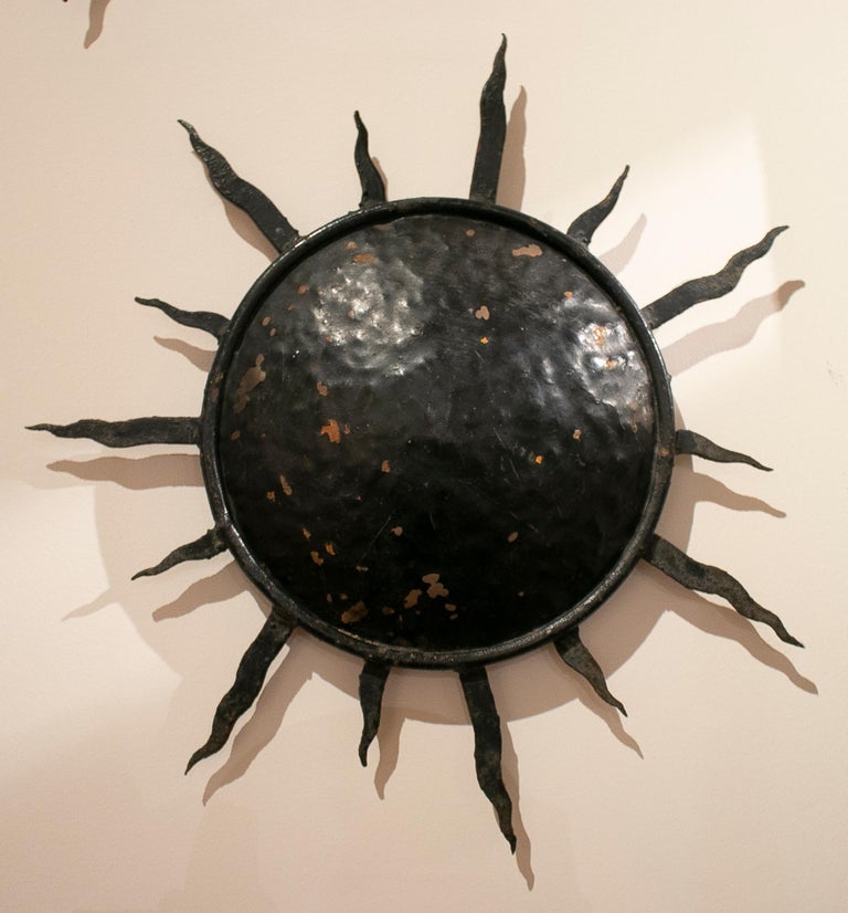 Pair of 1970s Spanish Sun Shaped Wrought Iron Wall Lamps For Sale at ...