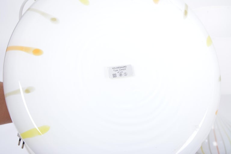 Pair of 1970s Tall White Glass Table Lamps Model "Candy" by Holmegaard ...