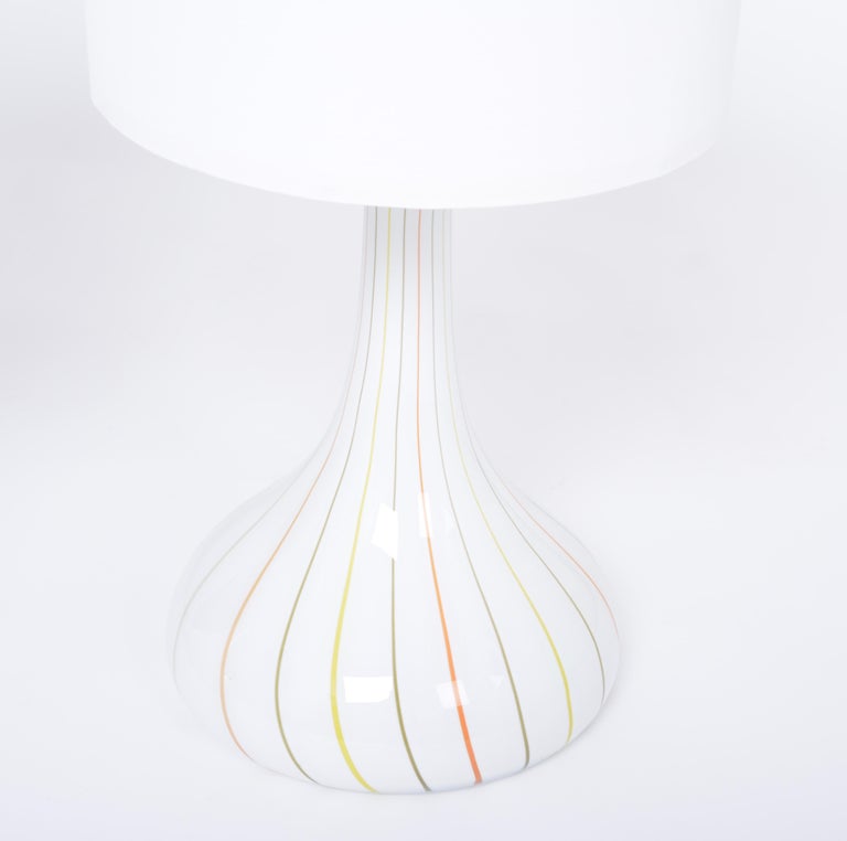 Pair of 1970s Tall White Glass Table Lamps Model "Candy" by Holmegaard ...