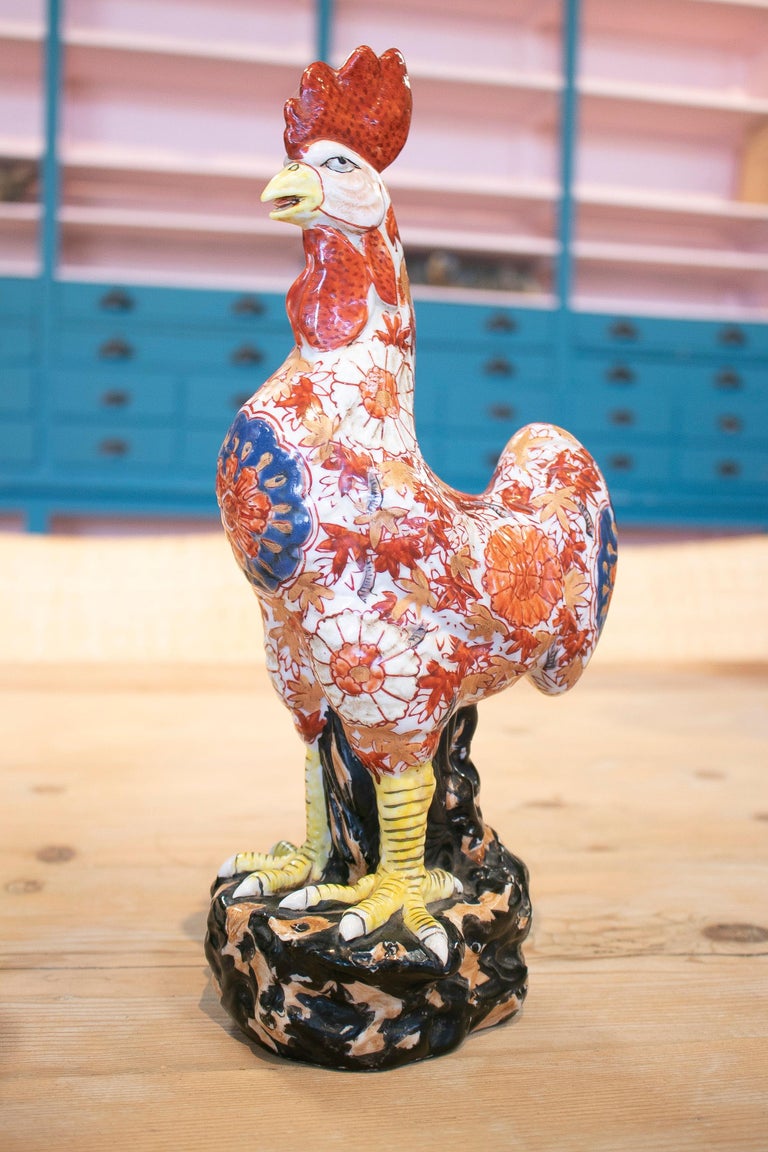 Pair of 1980s Asian Ceramic Hen Statue Figures For Sale at 1stDibs