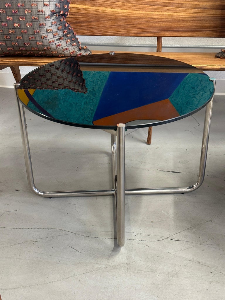 Pair of 1980’s Black Glass Ludwig Mies van der Rohe Mr Tables by Knoll ...