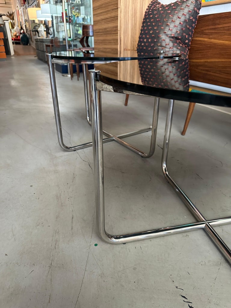 Pair of 1980’s Black Glass Ludwig Mies van der Rohe Mr Tables by Knoll ...