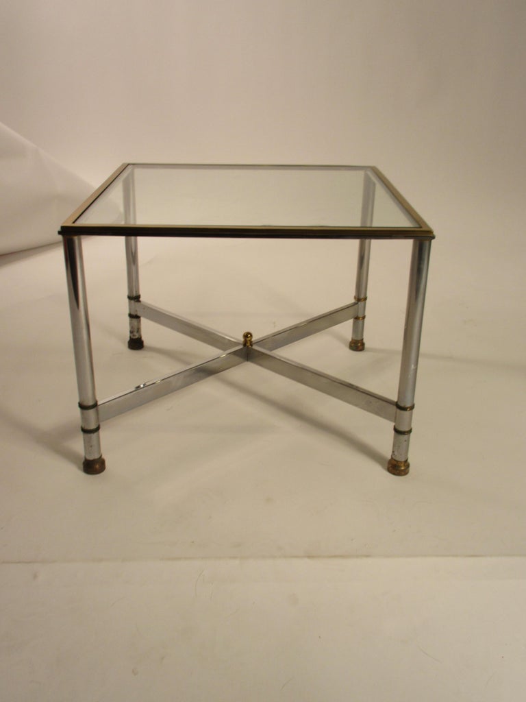 Pair of 1980s Chrome and Brass Side Tables For Sale at 1stDibs