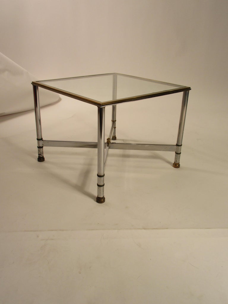 Pair of 1980s Chrome and Brass Side Tables For Sale at 1stDibs