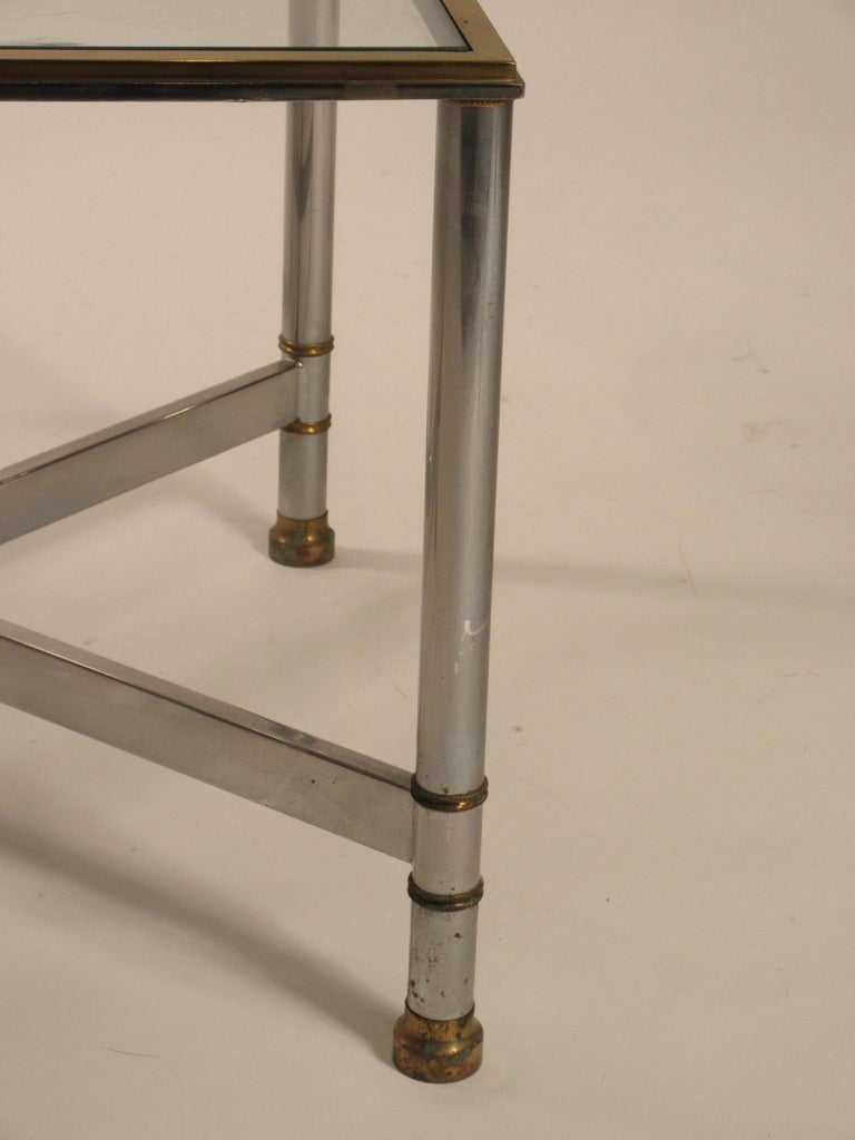 Pair of 1980s Chrome and Brass Side Tables For Sale at 1stDibs