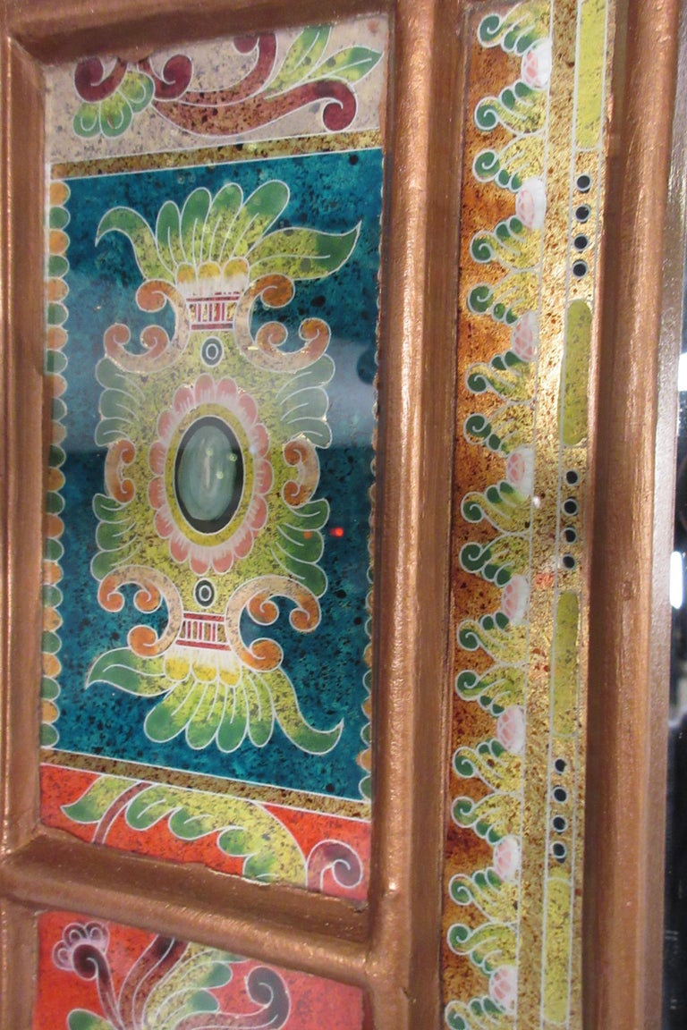 Pair of 1980s Colorful Reverse Painted Mirrors at 1stDibs