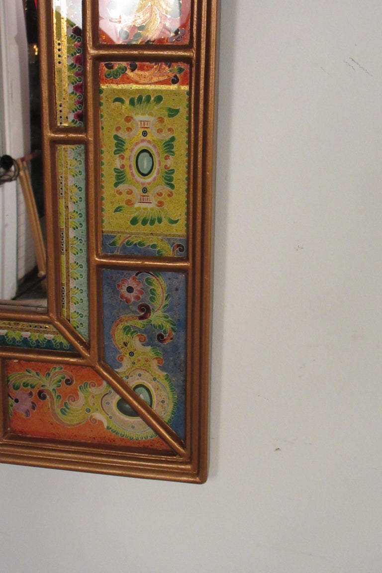 Pair of 1980s Colorful Reverse Painted Mirrors at 1stDibs