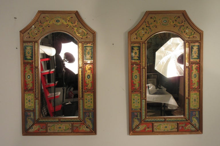 Pair of 1980s Colorful Reverse Painted Mirrors at 1stDibs