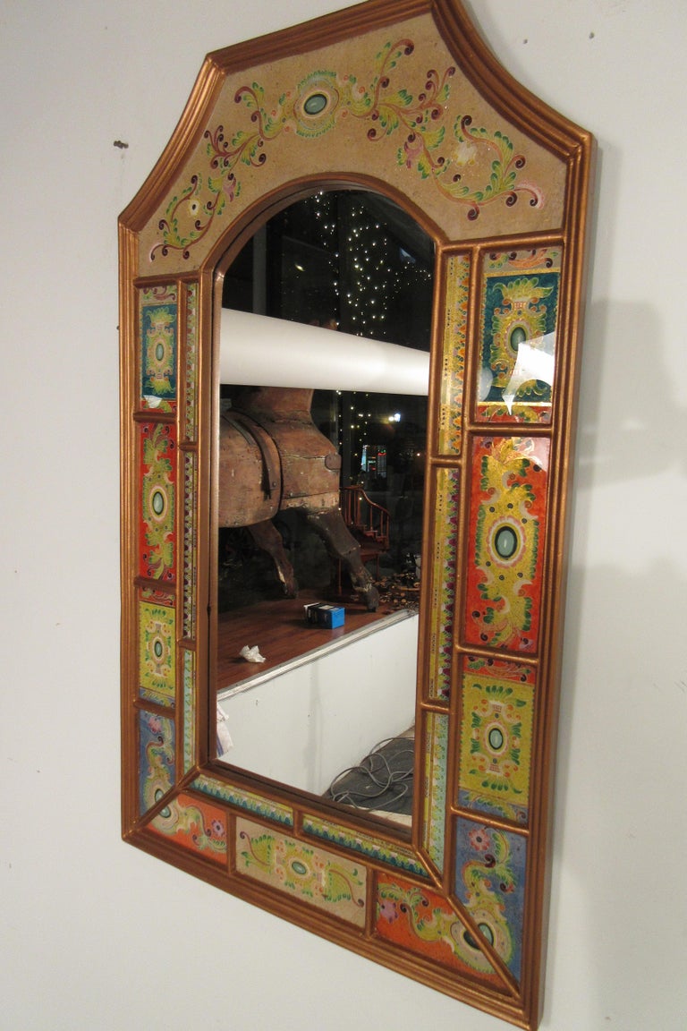 Pair of 1980s Colorful Reverse Painted Mirrors at 1stDibs