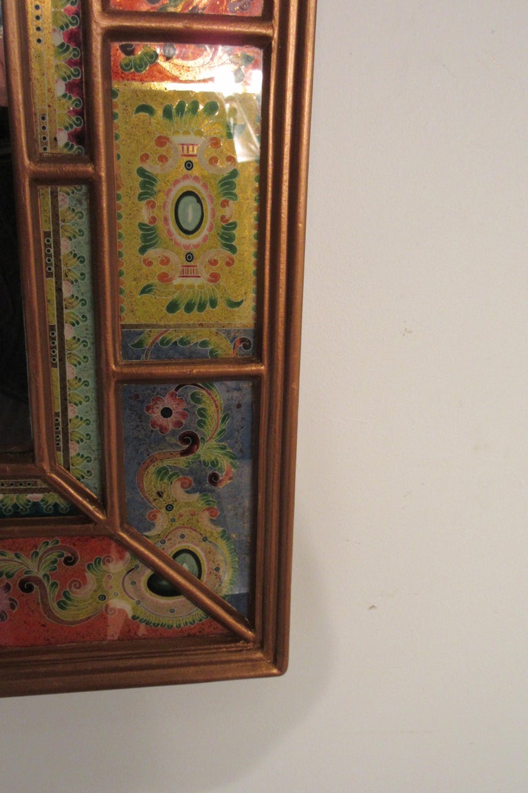 Pair of 1980s Colorful Reverse Painted Mirrors at 1stDibs