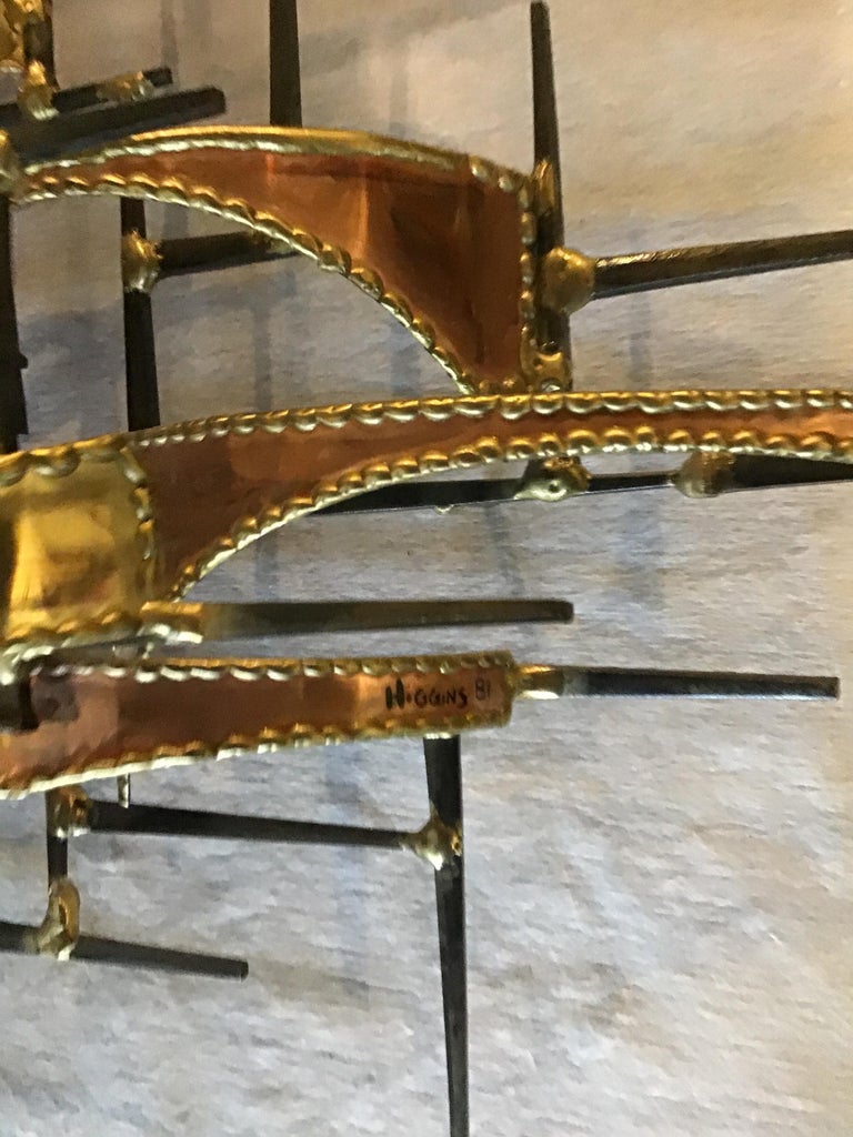 Pair of 1980s Jere Style Copper And Brass Wall Sculptures at 1stDibs