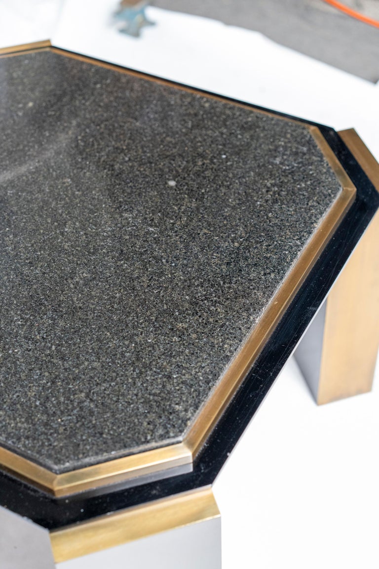 Pair of 1980's Modernist Low Tables in Enameled Steel and Patinated ...