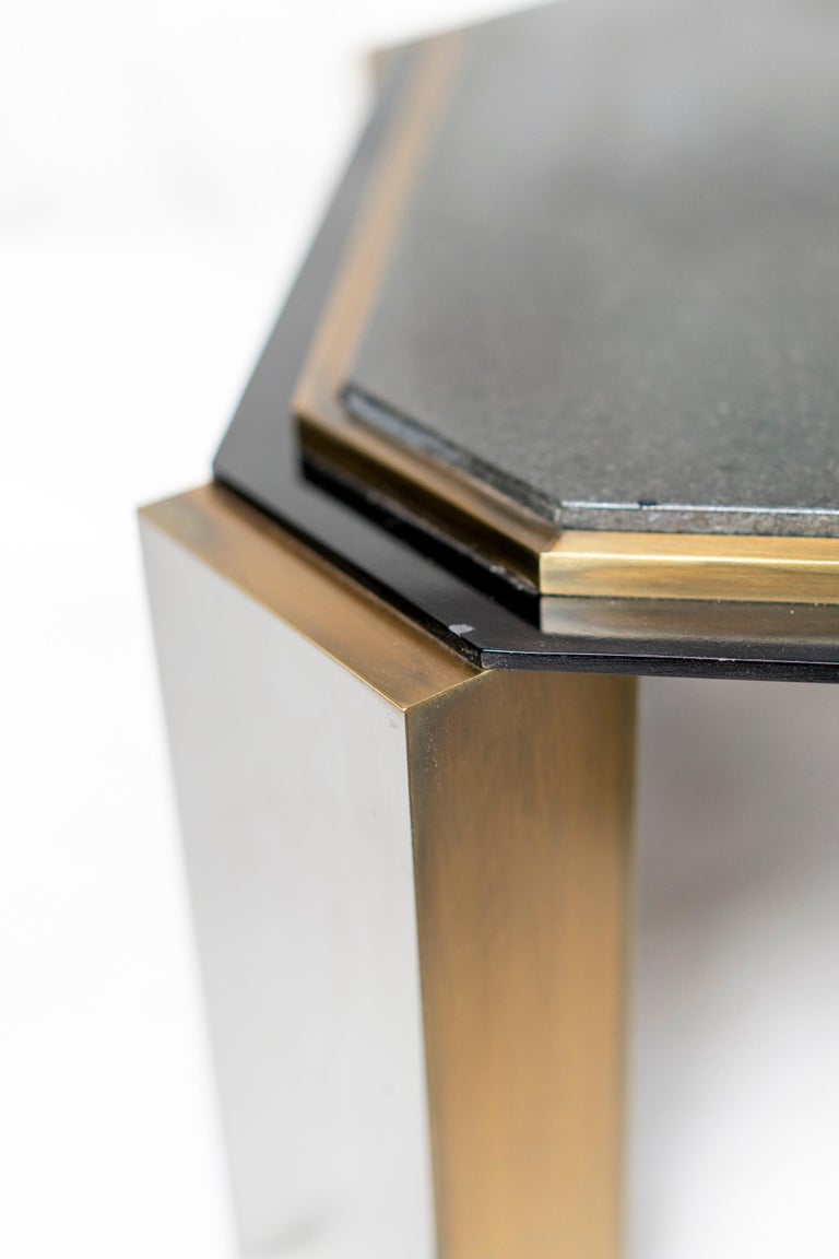 Pair of 1980's Modernist Low Tables in Enameled Steel and Patinated ...