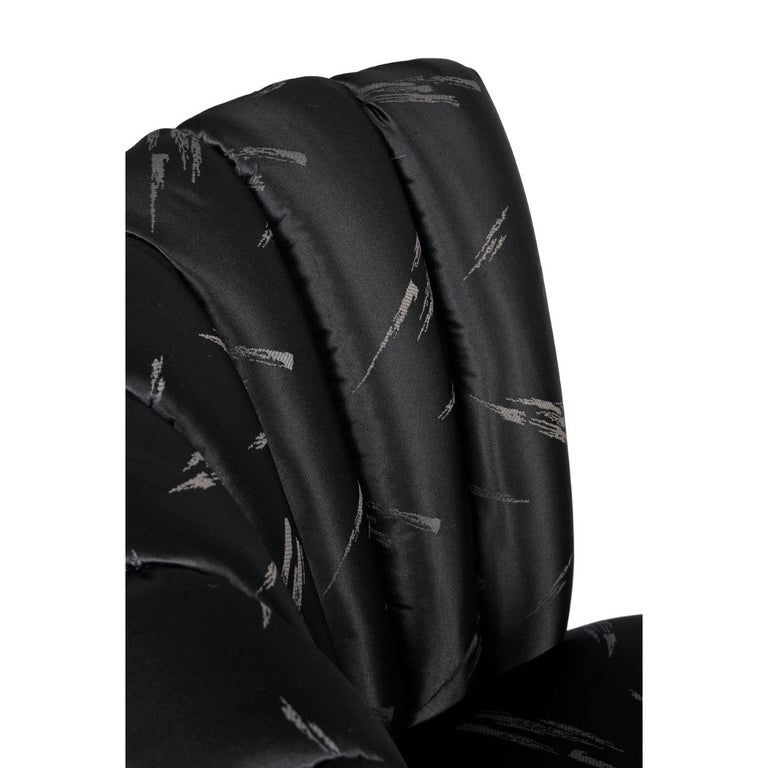 Pair of 1980s Neo-Deco Kagan Style Black Satin Scallop Fan Back Slipper ...