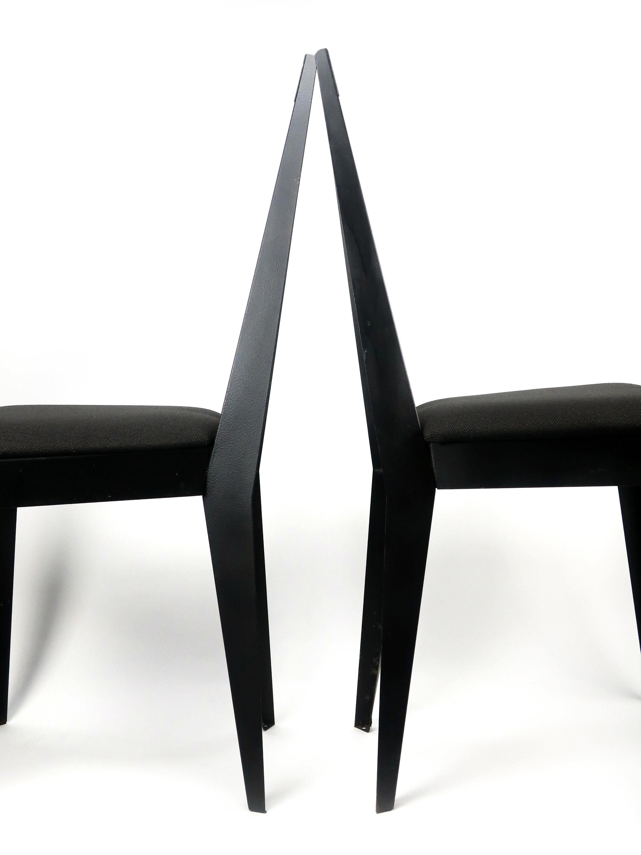 Pair of 1980s Post Modern Angular Metal Chairs at 1stDibs